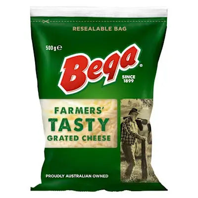 Bega Tasty Grated Cheddar 500-g — Full-Flavoured, Australian Made