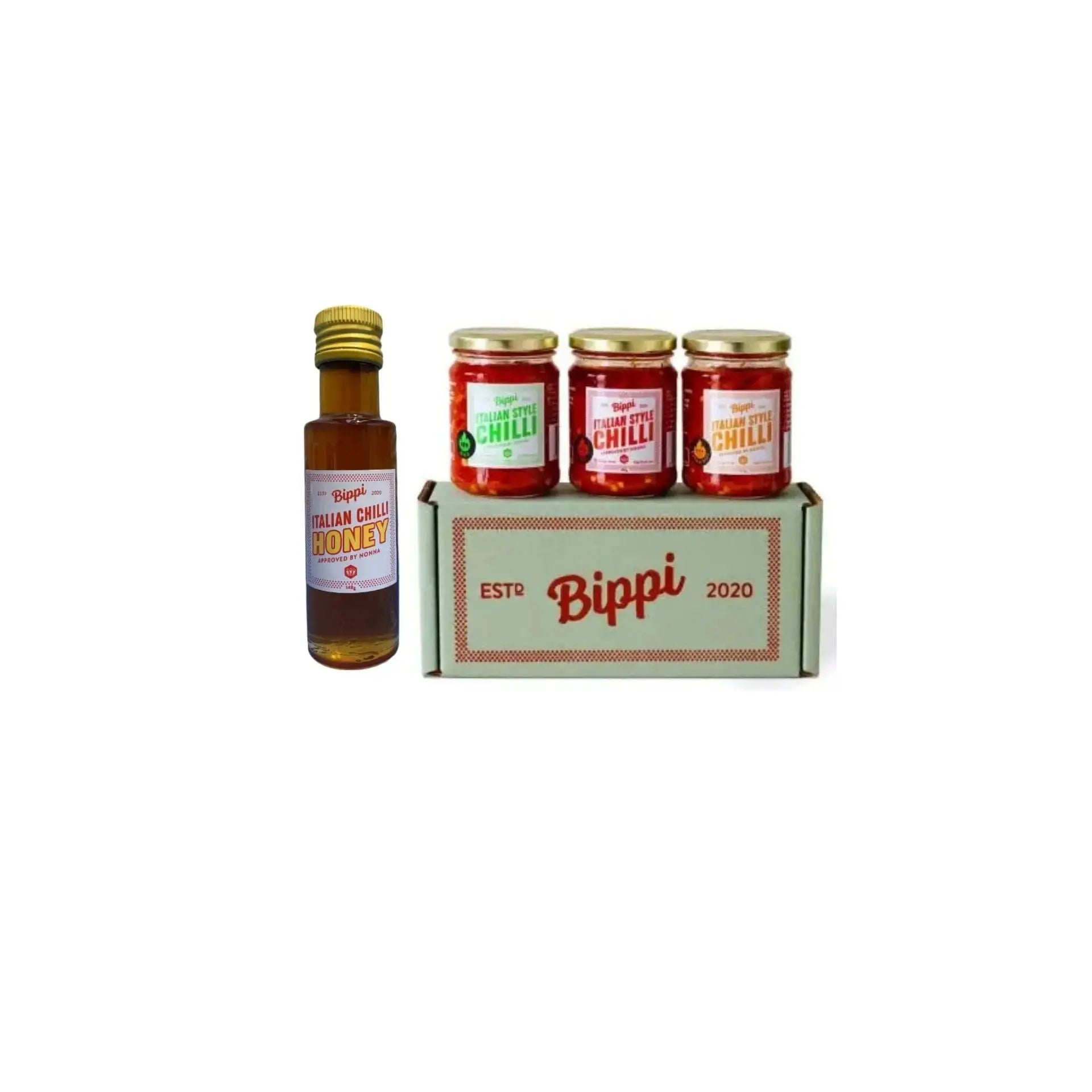 Bippi Ultimate Chilli Bundle – Honey + Trio Boxed Sauces – Petits Tresors