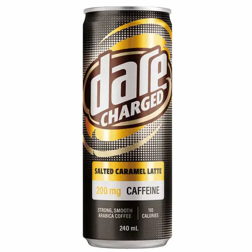 Dare Charged Salted Caramel Latte 240mL – Strong Iced Coffee Boost