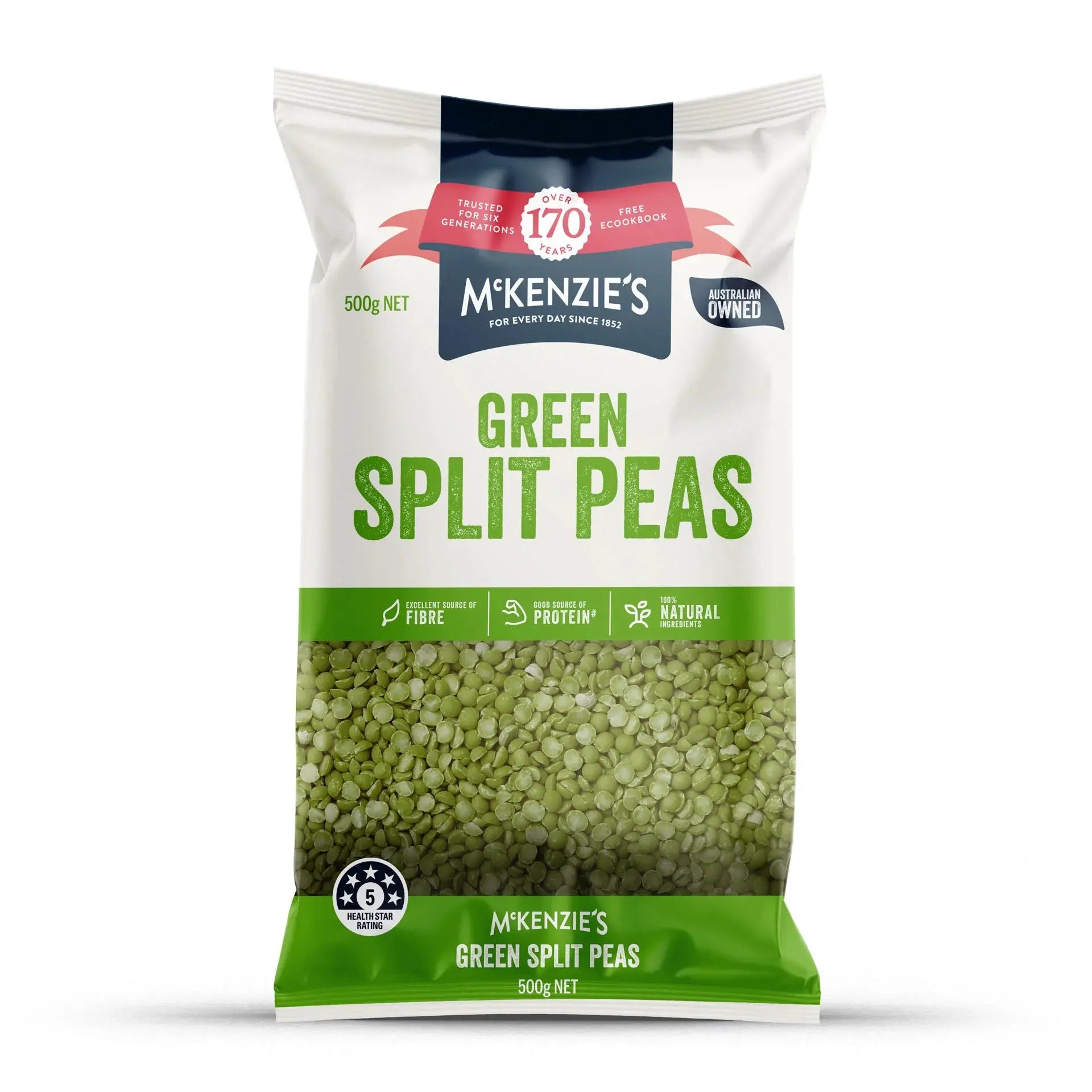 McKenzie's Green Split Peas 500g – High-Protein and Nutritious Legumes
