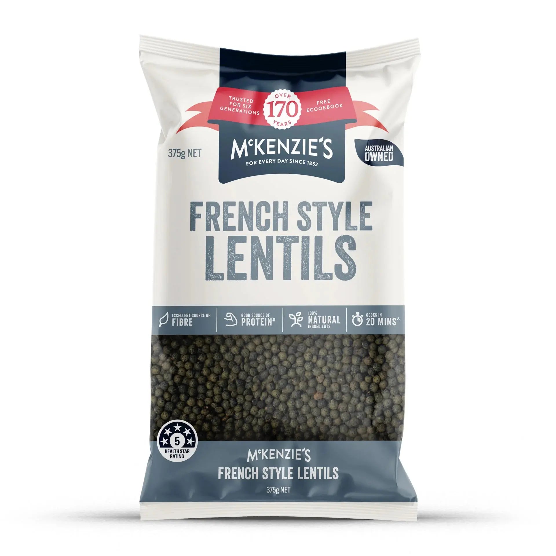 McKenzie's French Style Lentils 375g – High-Protein and Gourmet Legume
