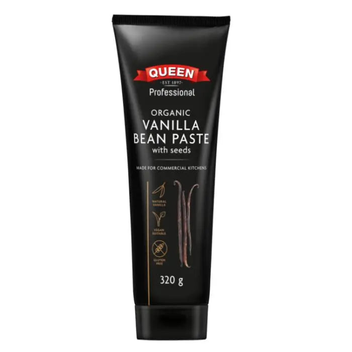 Queen Organic vanilla bean paste. Intense Flavour, Easy Use. Shop Now