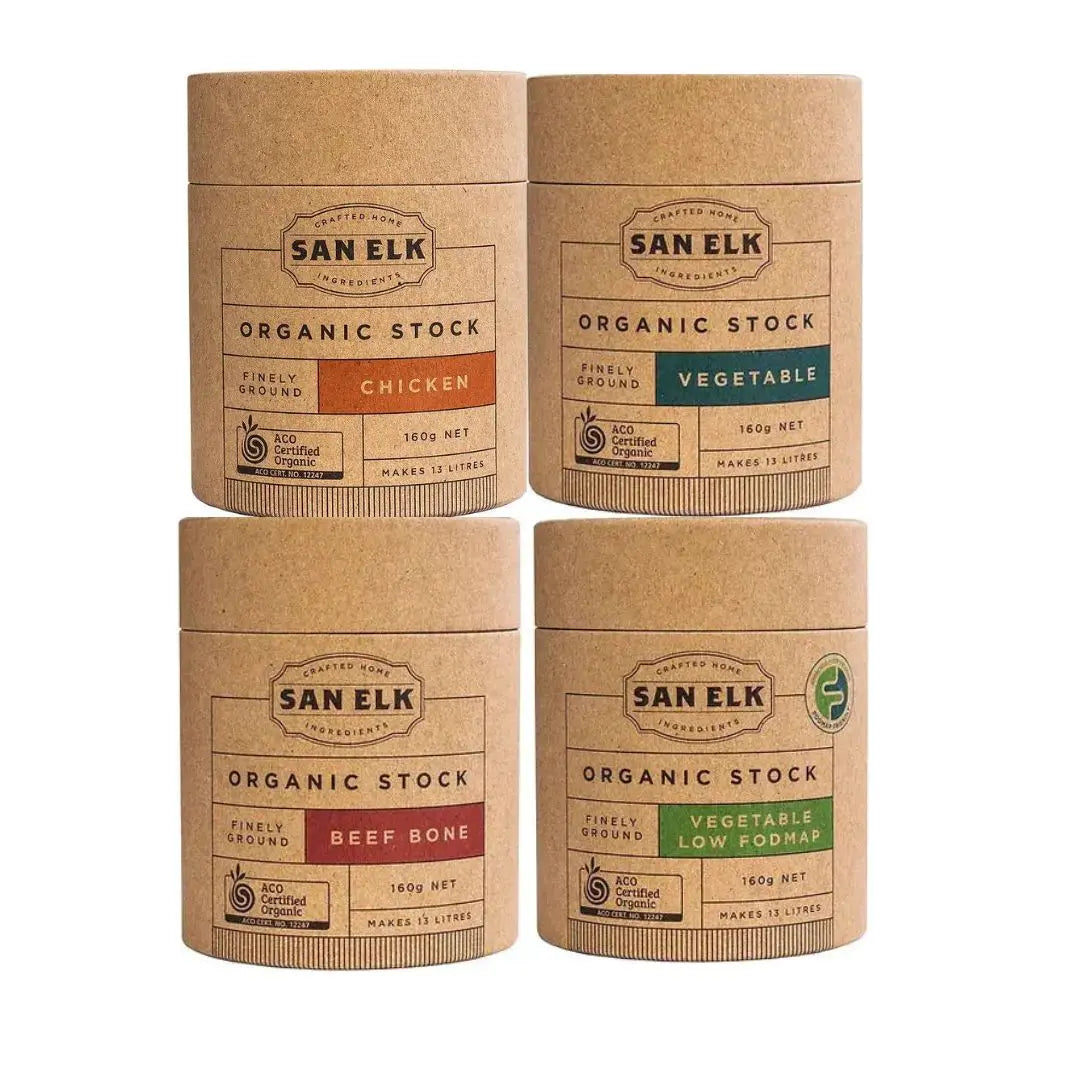 San Elk Organic Stock Pack – Chicken, Beef Bone and Vegetable Stocks